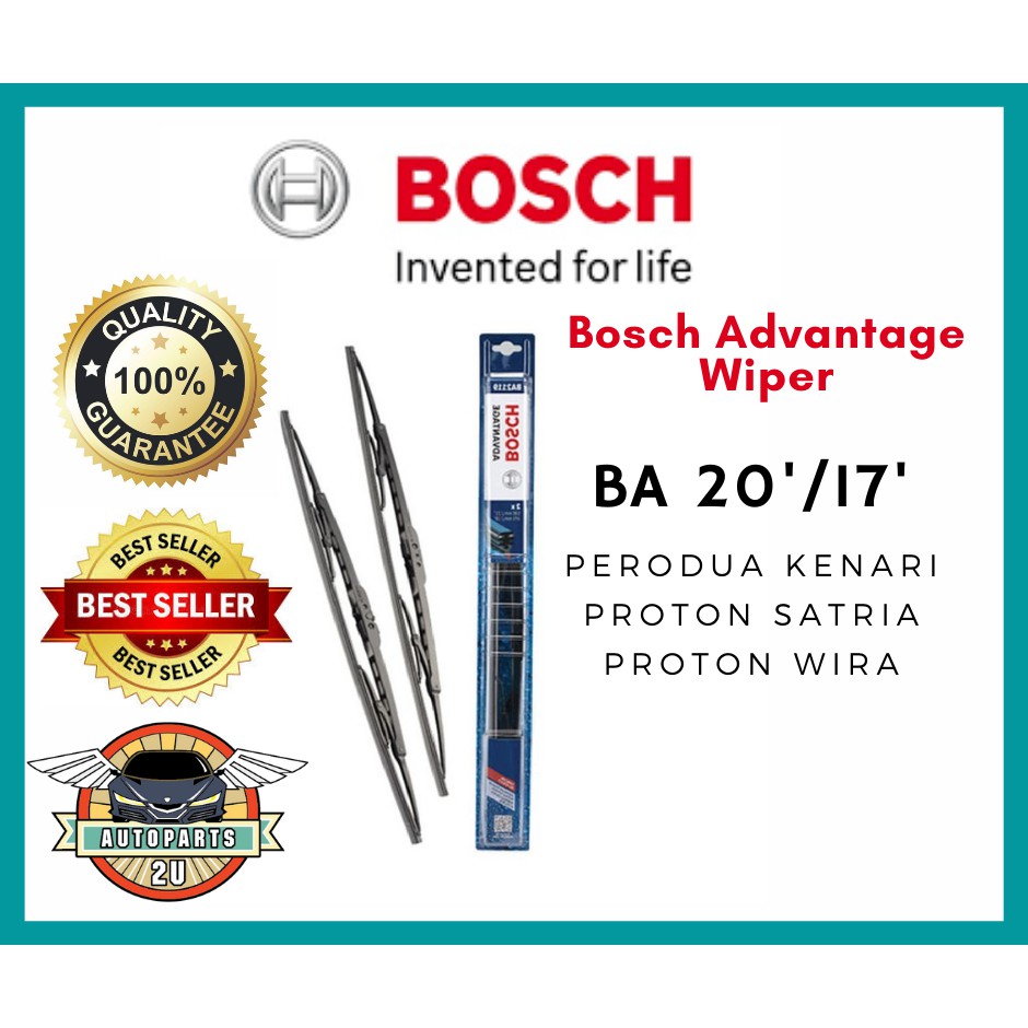Bosch Advantage Wiper 20"/17" (Set) for Proton Wira, Satria, Perodua Kenari | Shopee Malaysia
