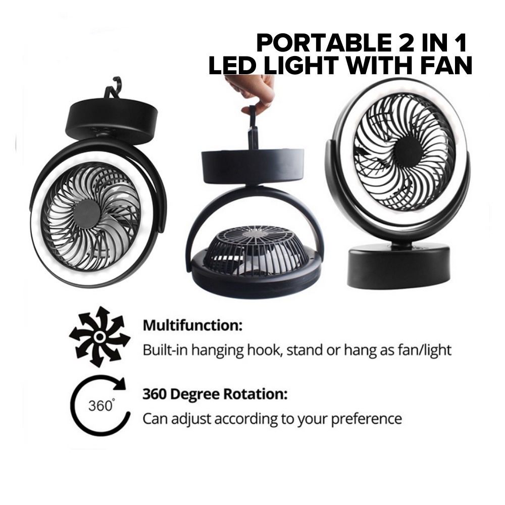 Warbase 2-in-1 LED Camping LED Lamp Fan Portable Multifunction USB ...
