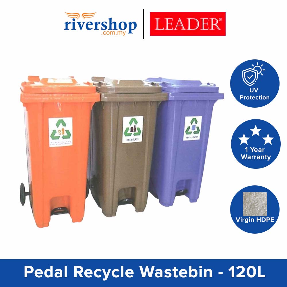 LEADER 120Litres Recycle Bin with Pedal 3 in 1 SOB 120 / Foot Pedal ...