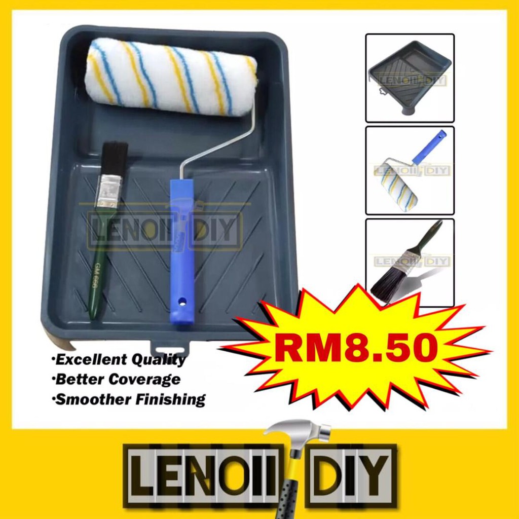MARKSMAN Paint Brush Tool Set C (7 inch set roller + 38mm paint brush ...