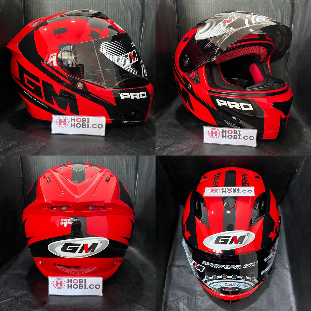 Helmet GM RACE PRO ZR 650 BLACK RED FULLFACE VISOR DARKSMOKE Original ...