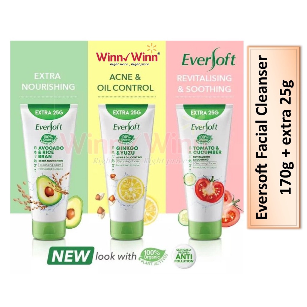 Eversoft Facial Cleanser 170g + extra 25g | Shopee Malaysia