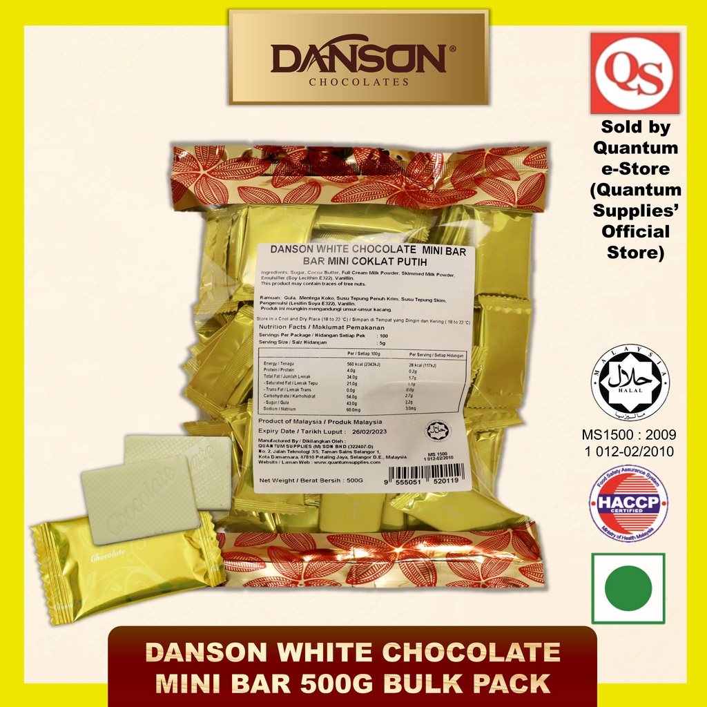 Danson White Chocolate Mini Bar 500g Bulk Pack | Shopee Malaysia