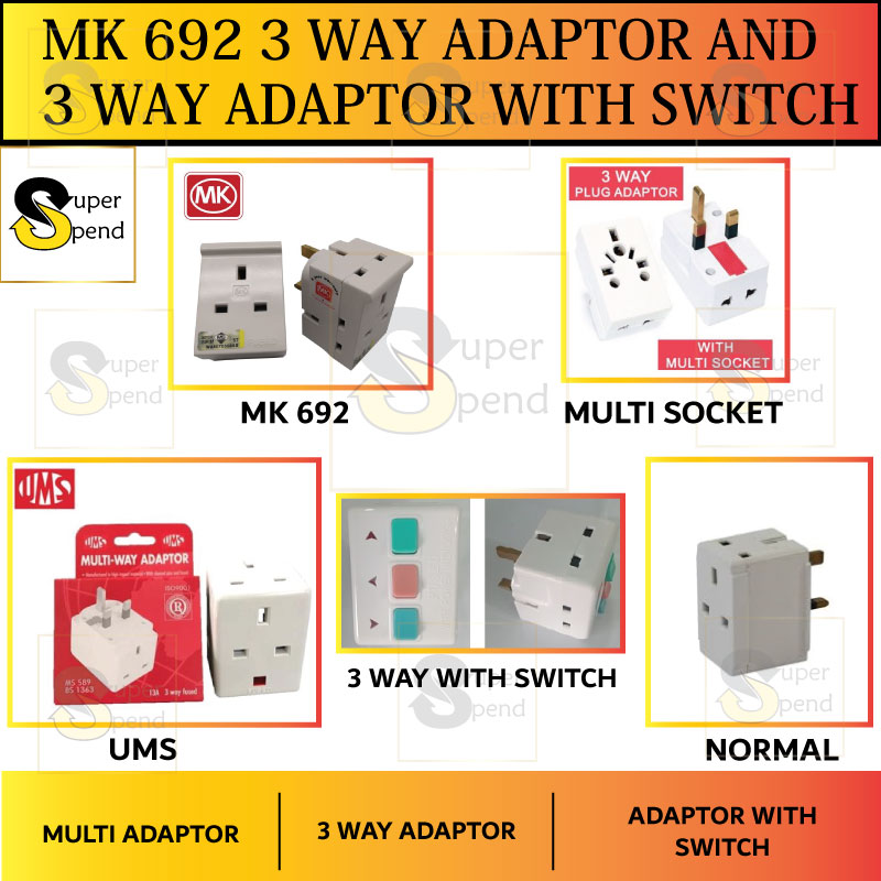 MK 692 3 way adaptor & 3 way adaptor with Switch | Shopee Malaysia