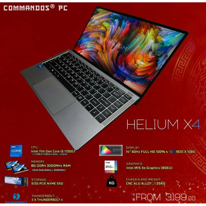 COMMANDOS HELIUM 4R RYZEN 5 4600H +8GB+512GB 14INCH 1.12KG LIGHT WEIGHT ...