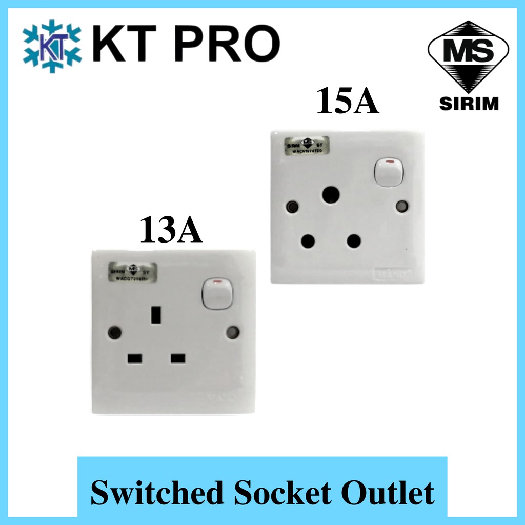 13A 15A 250V 1 Gang Switched Socket Outlet (READY STOCK) | Shopee Malaysia
