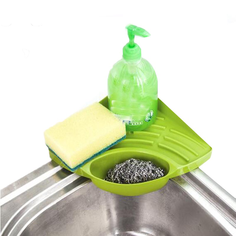 Kitchen Triangle Shelf Sponge Sink Bathroom Corner Storage Rack Sponge ...