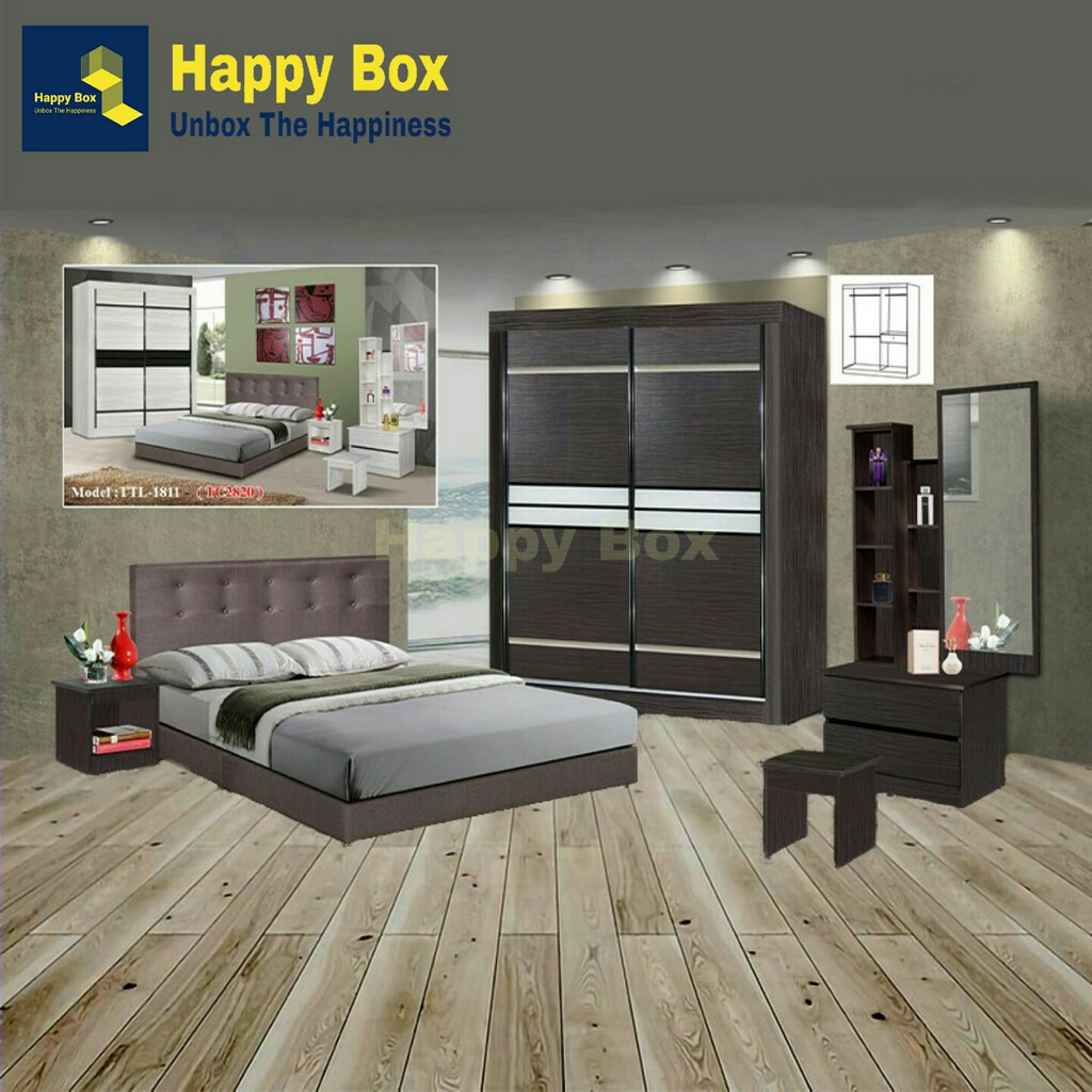 Happy Box Furniture 5 Pieces Queen Bedroom Set (With 5ft Wardrobe ...