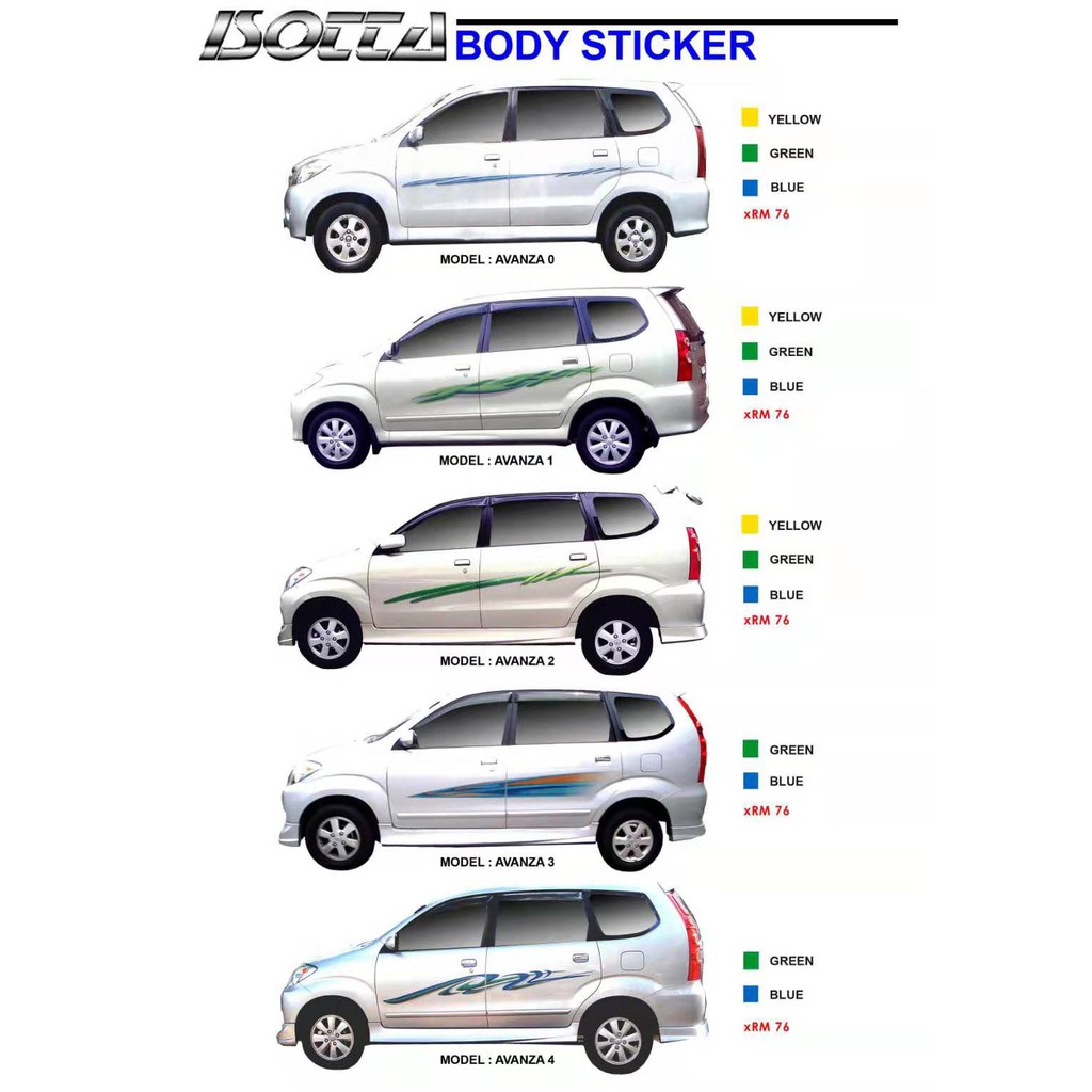 Toyota Avanza Car Side Body Door Vinyl Sticker Type (C/2) | Shopee Malaysia