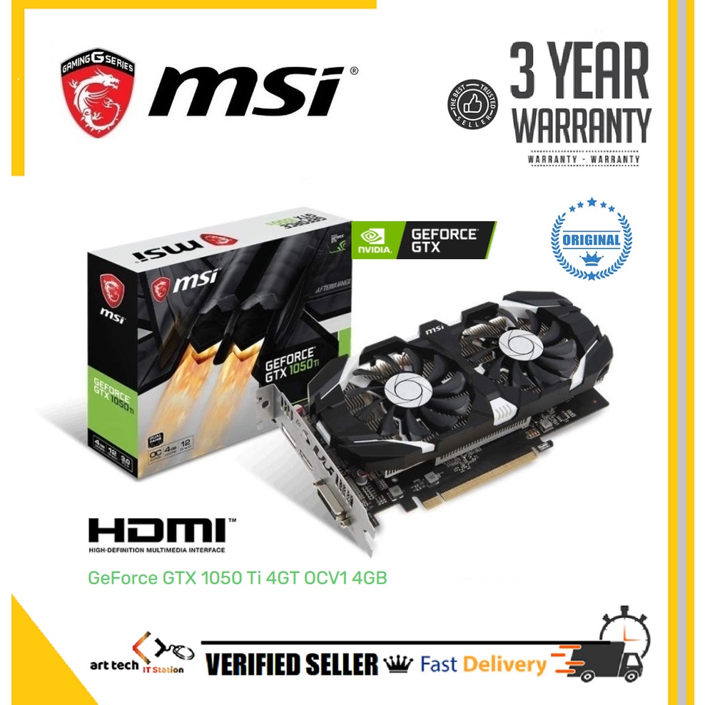 MSI GeForce GTX 1050 Ti 4GT OCV1 4GB Graphics Card GTX1050TI | Shopee ...