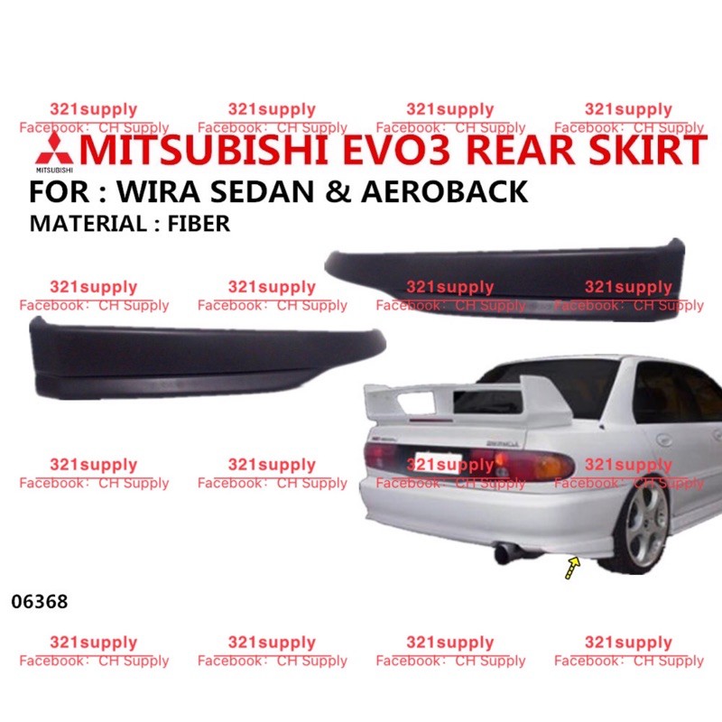 MITSUBISHI Evo 3 Rear Skirt Lip Bumper Set For Proton Wira Sedan ...