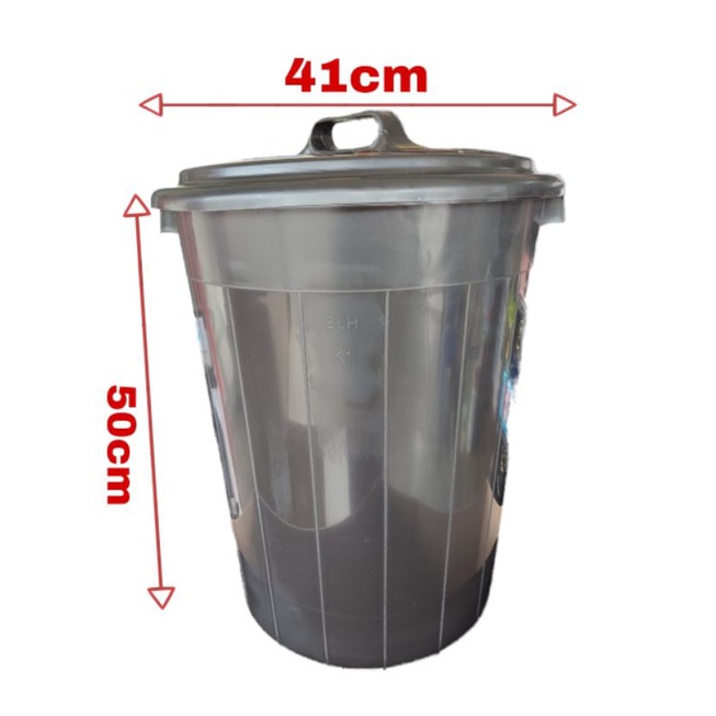 TONG SAMPAH PLASTIK HITAM/46Liter Black Pail With Cower/Tong Hitam ...