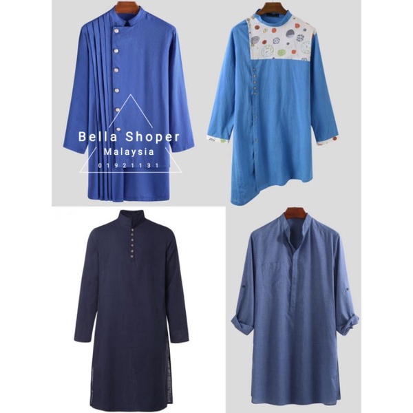 KOLEKSI Kurta NAVY BLUE India Punjabi Bollywood Sultan Baju Raya Melayu ...
