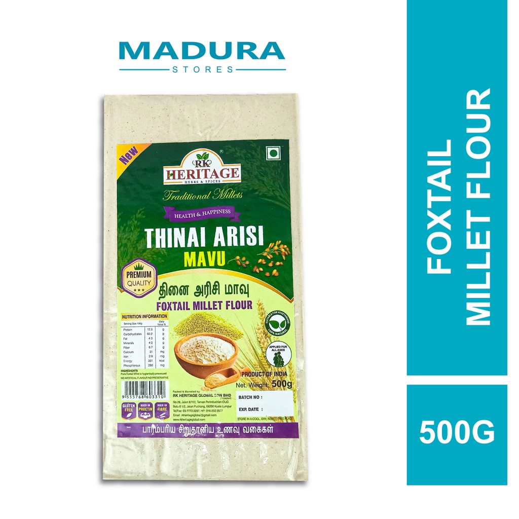 RK Heritage Thinai Arisi Mavu Foxtail Millet Flour 500g / Tepung Millet ...