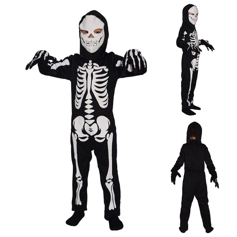 Kids Boys Halloween Pyjamas Set Skeleton Skull Jumpsuit Costumes Scary ...