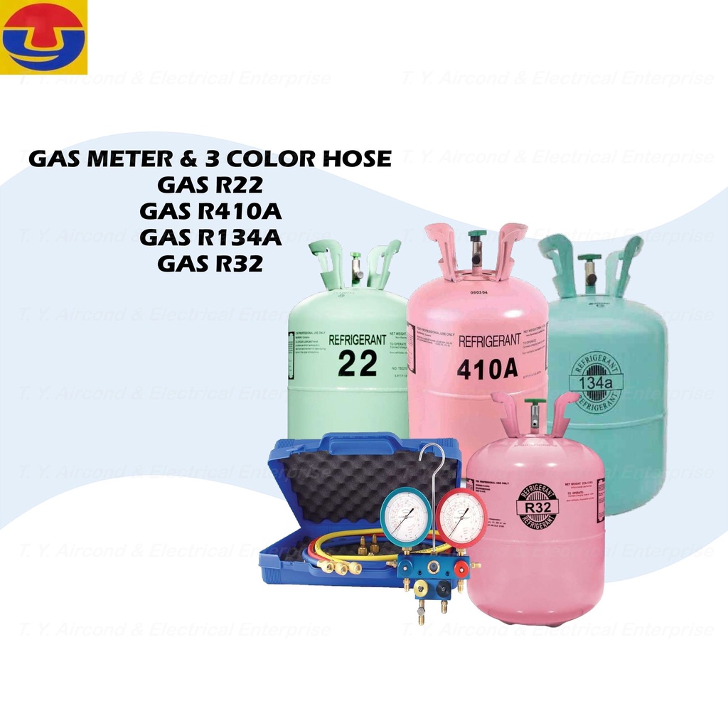 Manifold Gauge Set R32, R410A, R134A, R22, R404A, R12 Gas Meter Car Aircond Home Aircond/ GAS ...