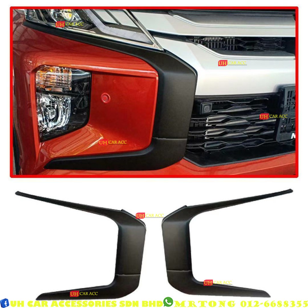 Mitsubishi Triton 2019-2021 Front Bumper Trim Cover Matt Black Glossy ...