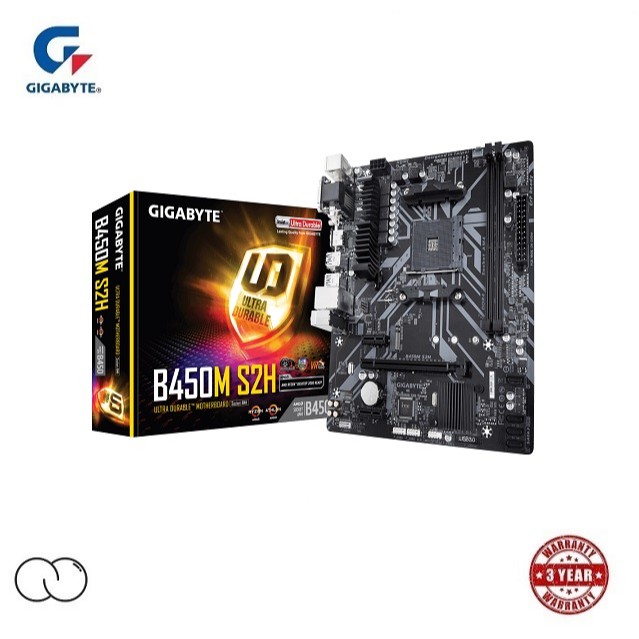 GIGABYTE AMD B450M S2H MOTHERBOARD / AMD Ryzen Socket AM4 / Micro ATX ...