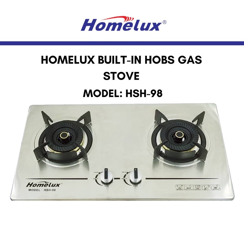 Homelux Stainless Steel Built-in Gas Stove HSH-98 Gas Cooker Dapur Gas ...