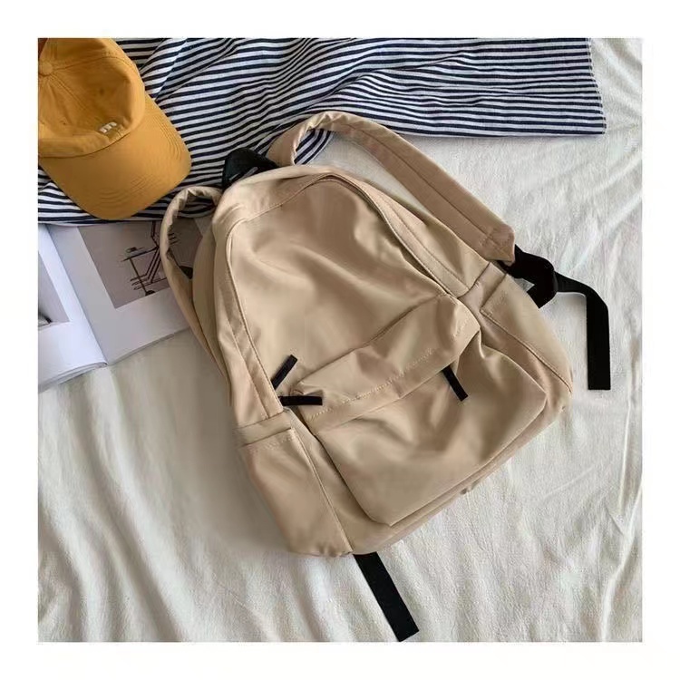 Three fresh and simple solid color backpacks, Japanese casual backpacks ...
