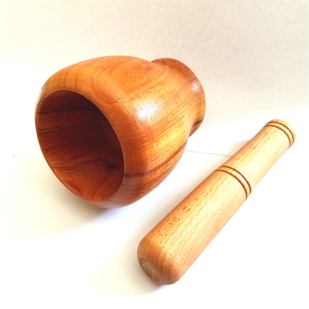 Wooden Garlic Ginger Mixing Grinding Crusher Bowl Pestle Mortar Tools ...