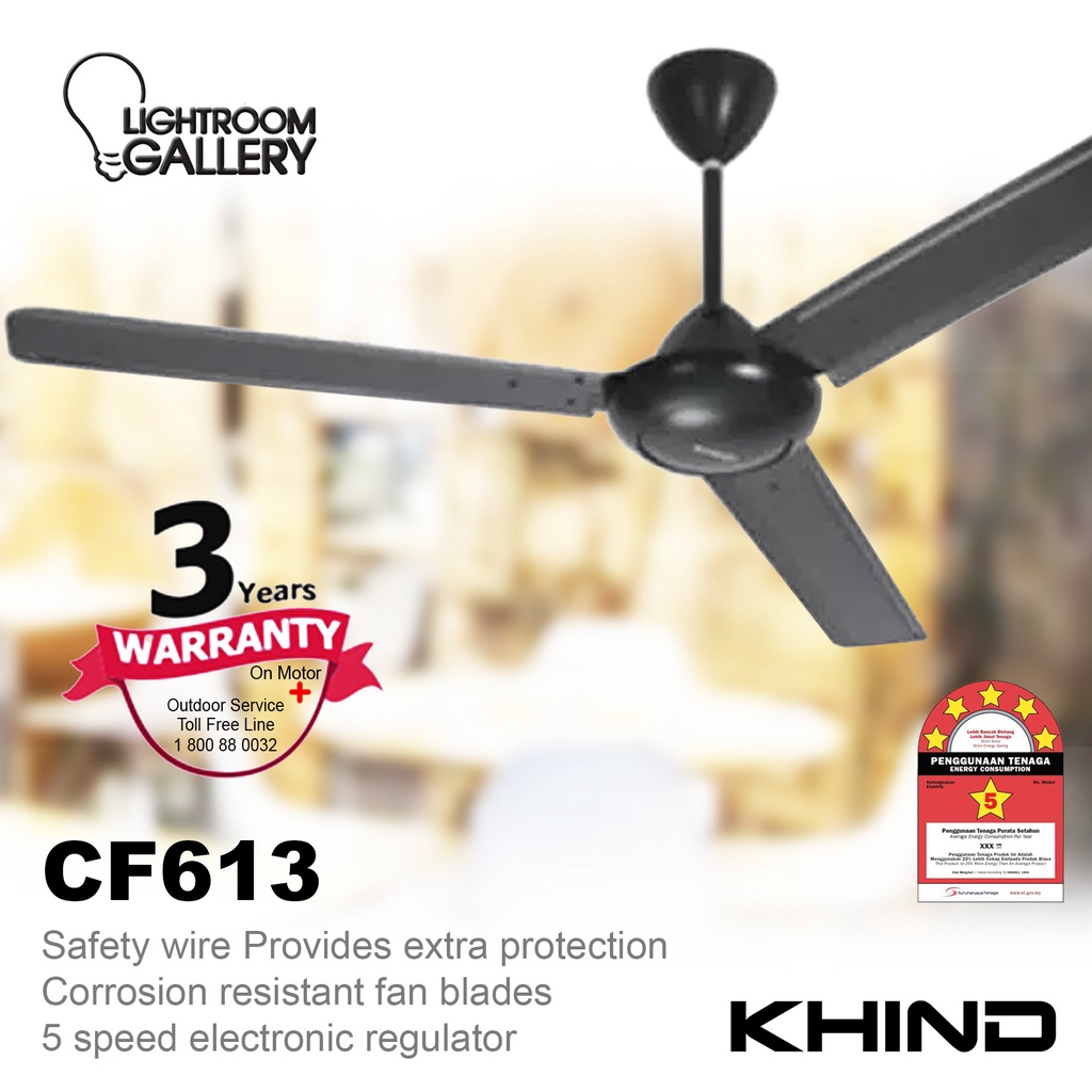 KHIND CF613 3blade Black 60'' Regulator Ceiling Fan / Kipas Siling ...