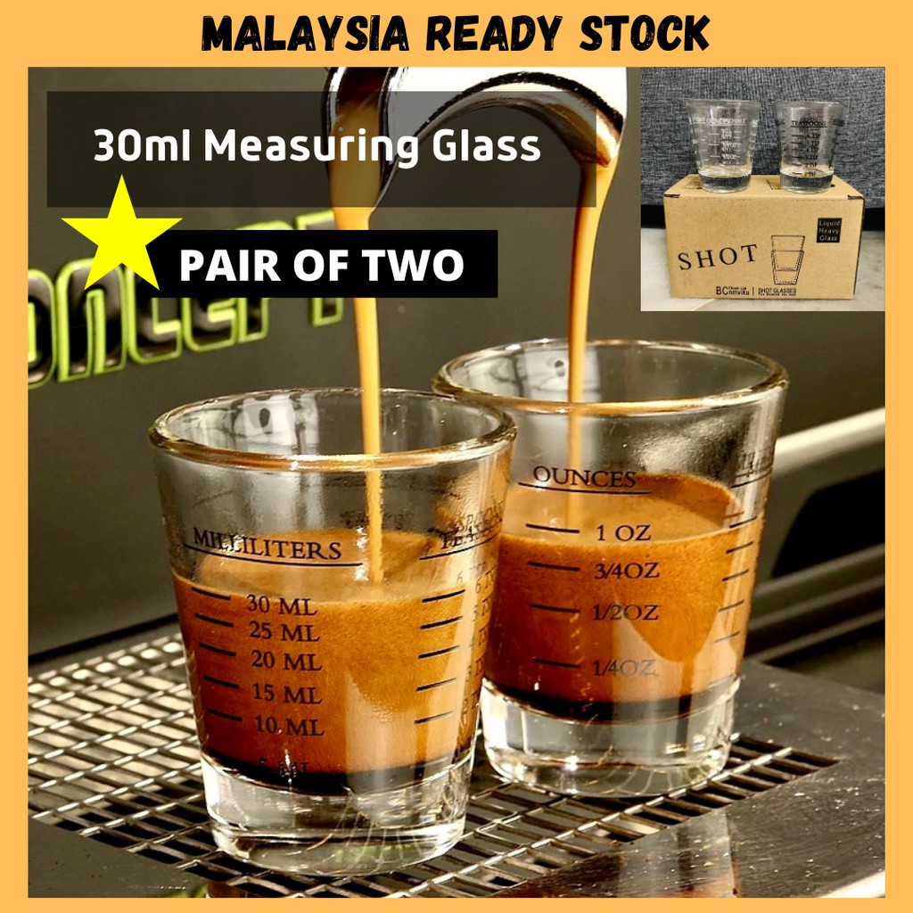 [2 Pack] Espresso Measuring Glass 30ml Measuring Cup Ounce Cup Coffee ...
