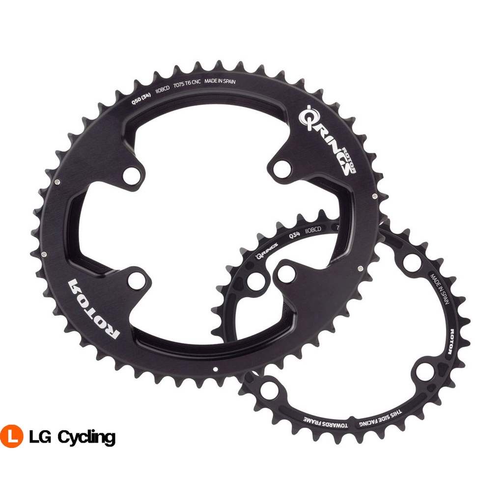 Rotor Qring Oval Road Chainring ALDHU Q-Rings 4-Arm 110mm 53t 52t 50t ...