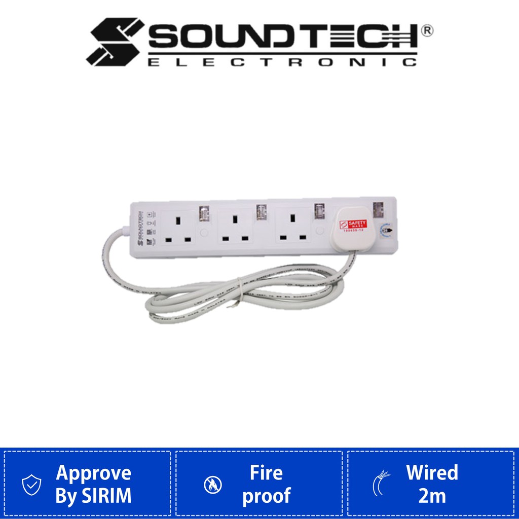 SOUNDTEOH PS-114 Extension Socket with Blue Light | Shopee Malaysia