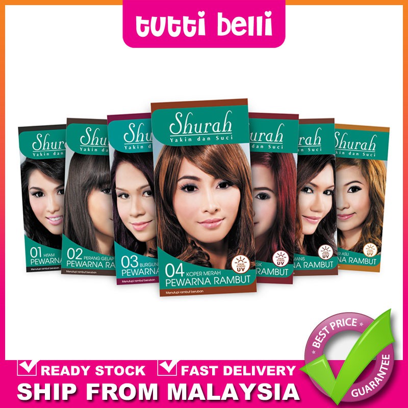Shurah Pewarna Rambut Dengan Pelindungi UV 40g HALAL Hair Coloring Dye ...
