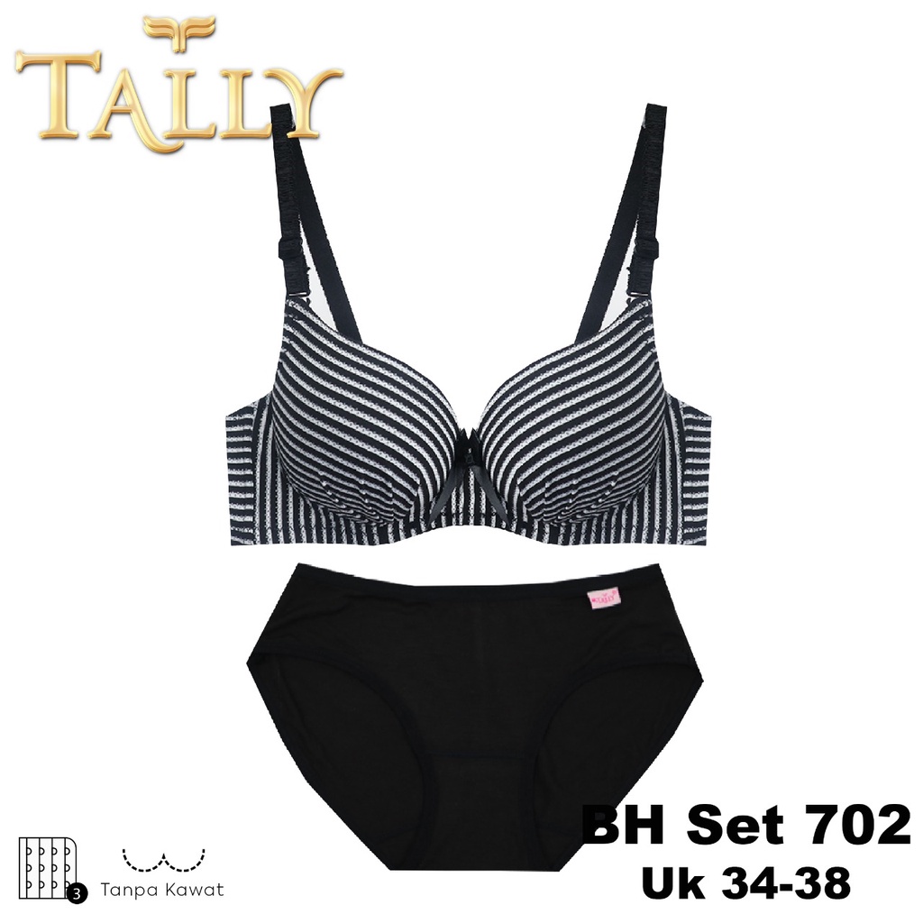 KATUN Tally Bra Set Thin Foam Without Wire Cotton Cup B Hook 3 BH Set 702 And C 1227 L | Shopee ...