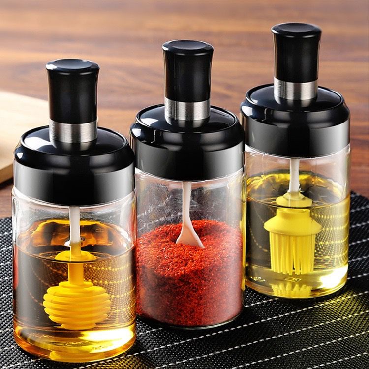 (Buy1 free 1) Integrated sealed Glass Spice Jar Set Seasoning Bottle ...