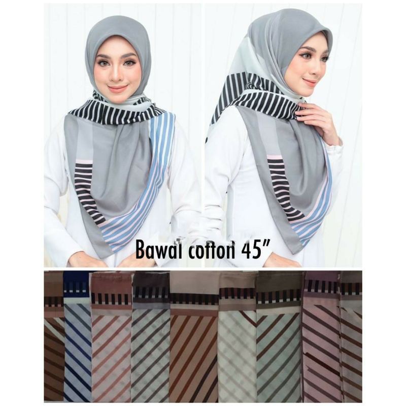 TUDUNG BAWAL COTTON CORAK BIDANG 45 SENANG BENTUK CANTIK DAN MURAH ...