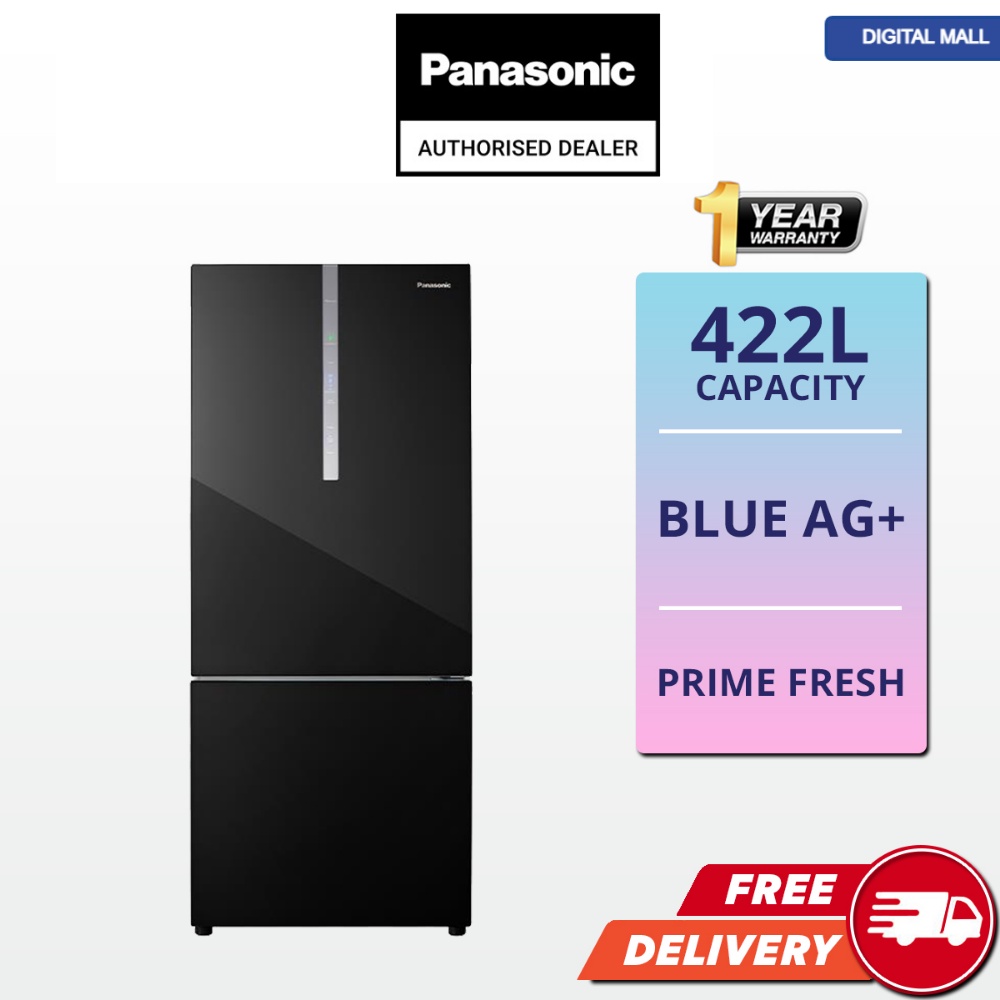 PANASONIC 2 Door Bottom Freezer Refrigerator Glass Door (420L) NR ...
