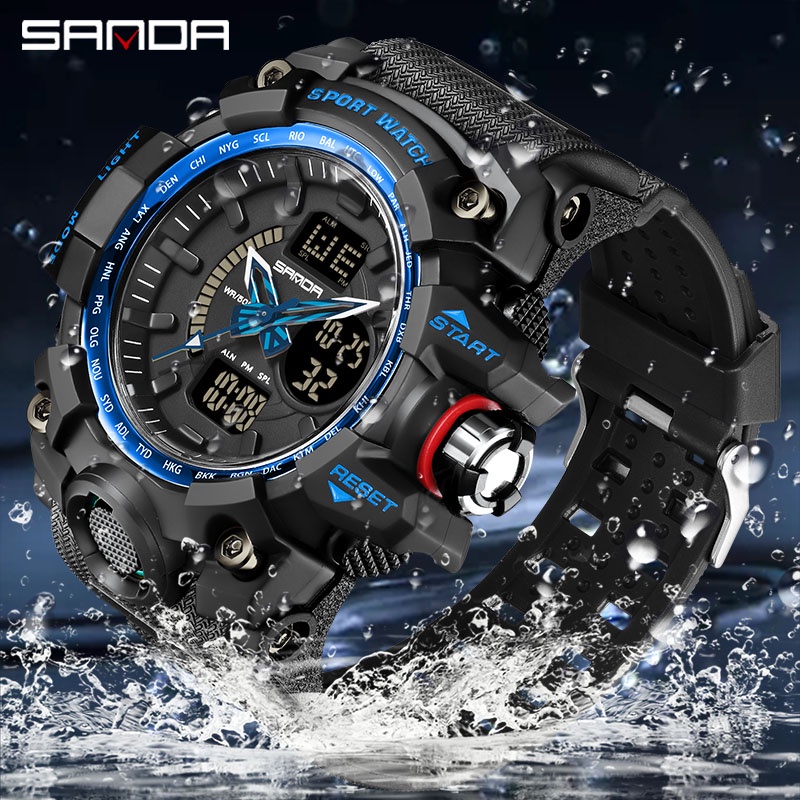 SANDA Mens Watch Sports Waterproof Watch Luminous Fashion Luxury LED ...