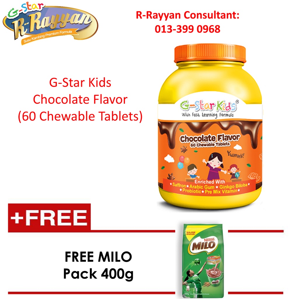 (FREE Milo 400g) G-Star Kids Chocolate Flavor 60 Tablets | Shopee Malaysia