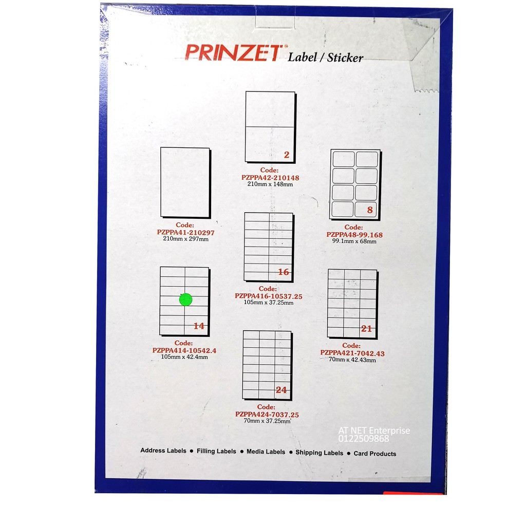 PRINZET A4 LABEL STICKER 100 HELAI UNTUK PENCETAK LASER / INKJET ...
