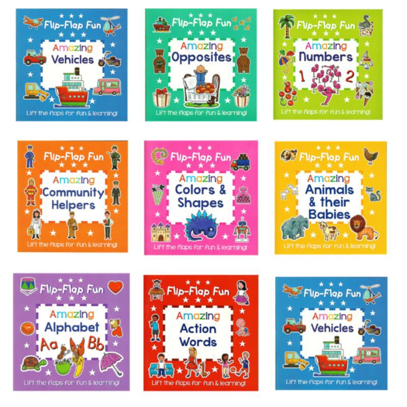 Flip Flap Fun Books about Numbers Colors Shapes Vehicles Action Words ...