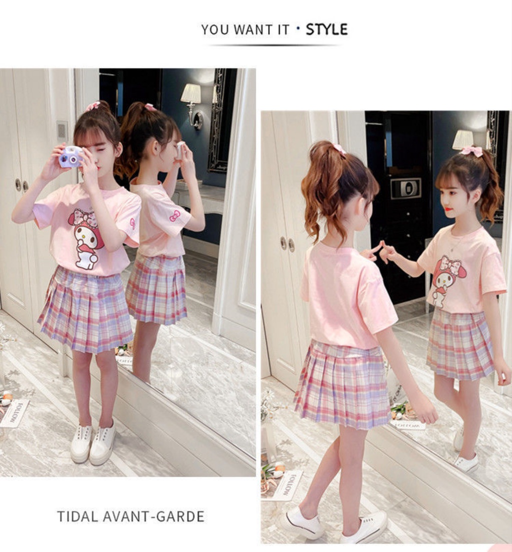 Melody Stella Lou JK style top and plaids skirt suits set uniform ...