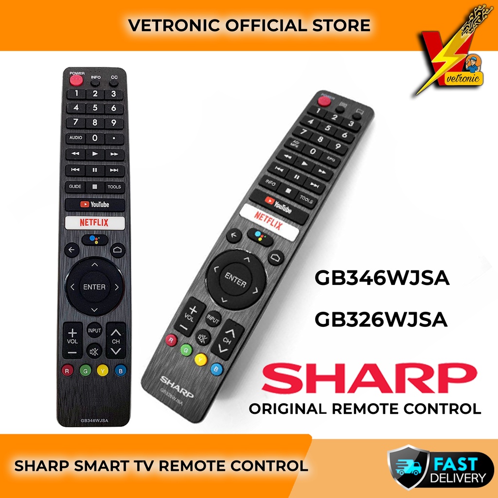Original Sharp Smart TV Remote Control Replacement Remot Netlix Youtube ...