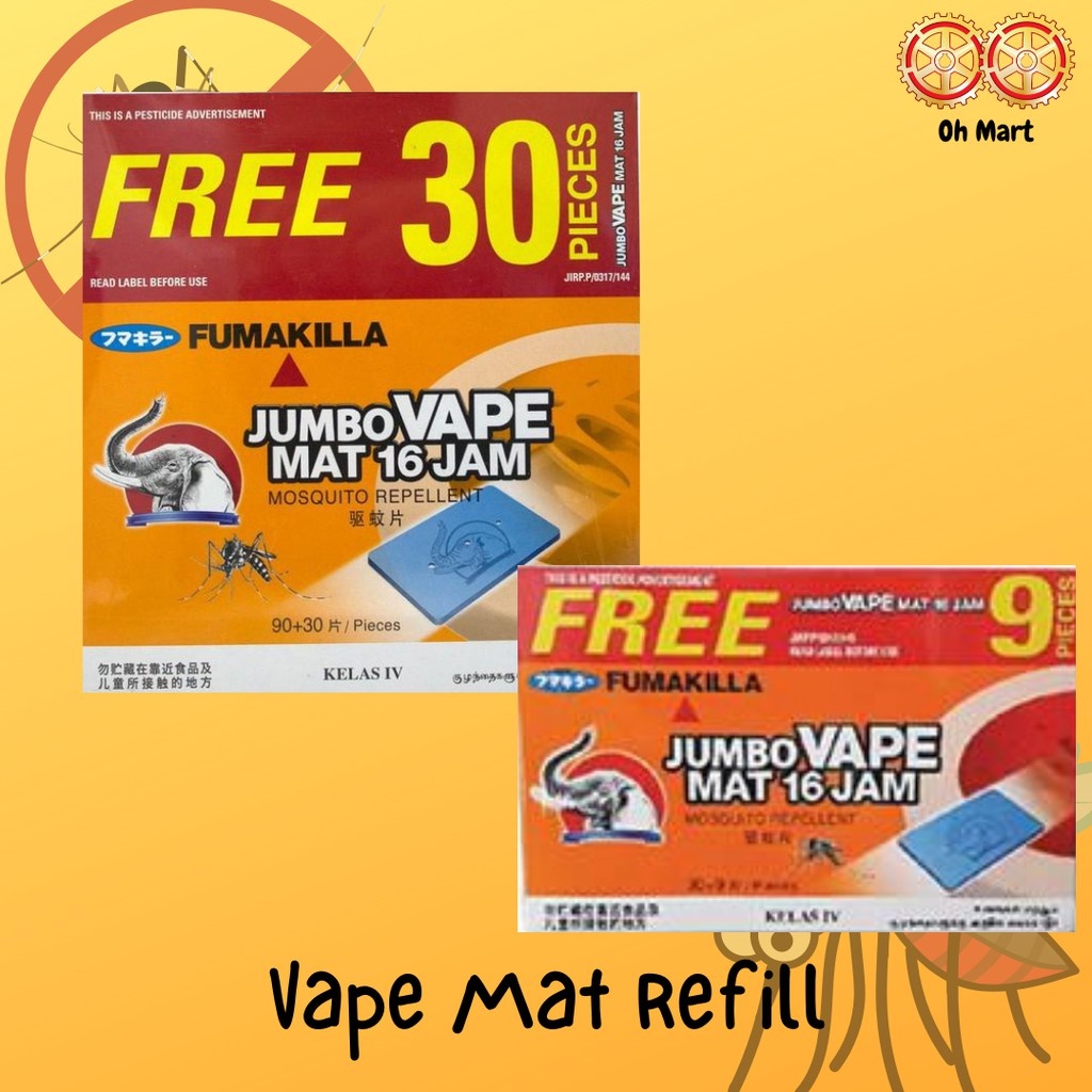 Fumakilla Jumbo Vape Mat Mosquito Repellent Refill (90/ 30 pieces ...