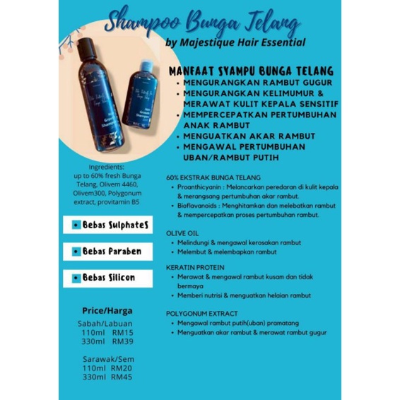 Shampo Bunga Telang/Blue butterfly Pea 110ml | Shopee Malaysia