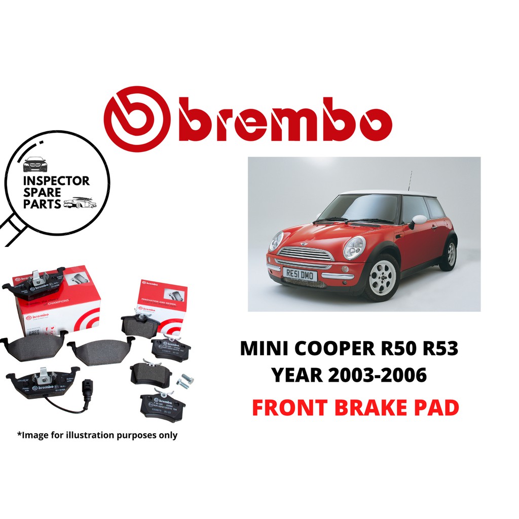 100% BREMBO MINI COOPER YEAR 2003-2006 R50 R53 FRONT BRAKE PAD P06030 ...