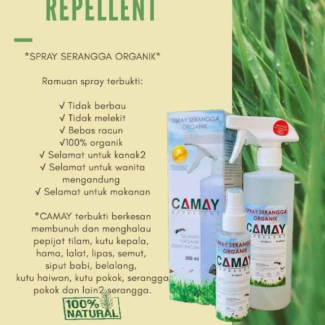 SPRAY SERANGGA ORGANIK CAMAY (Pepijat,kuyu,lipas,lipan,tikus,ulat bulu ...