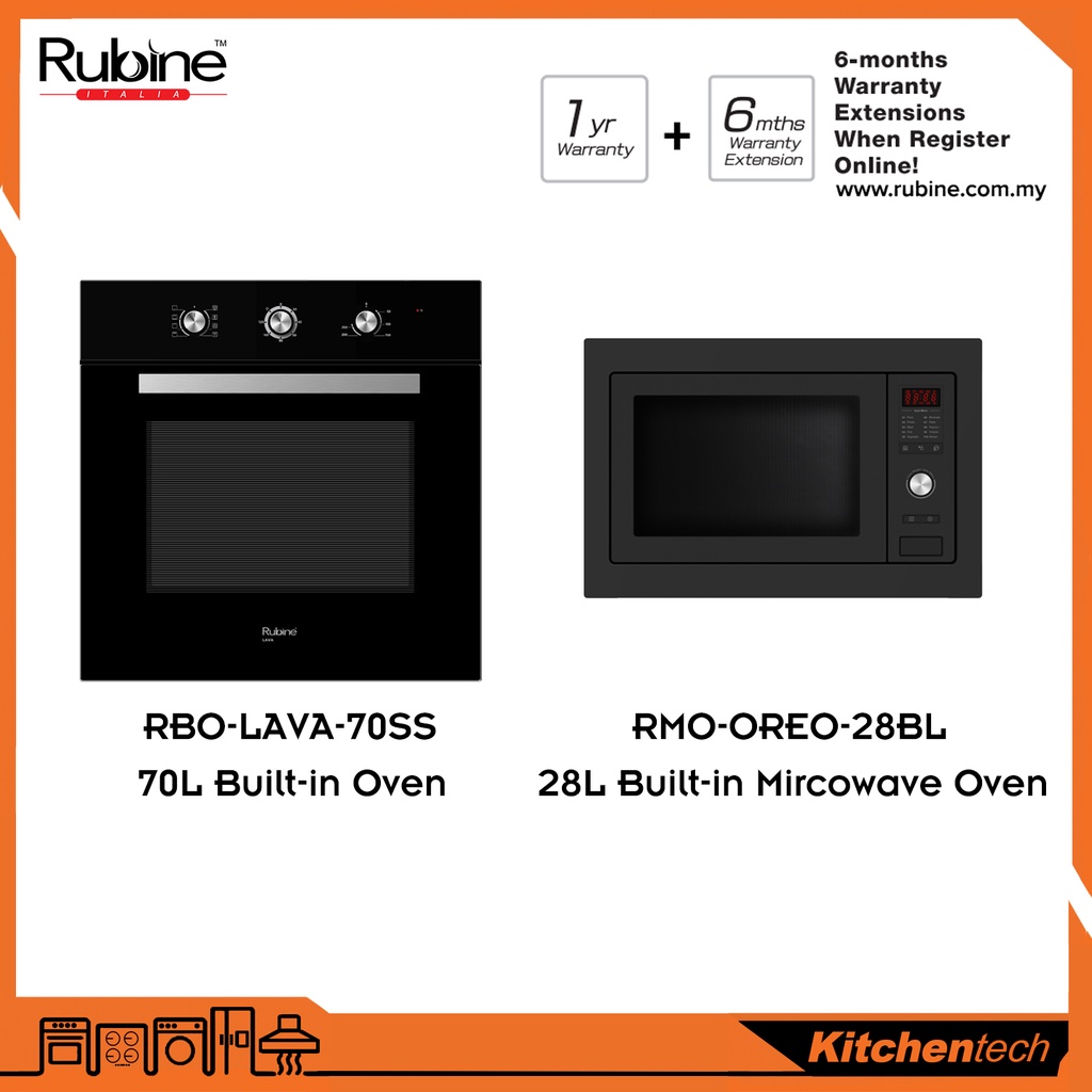 [PACKAGE] Rubine RBO-LAVA-70SS 70L Built in Oven + RMO-OREO-28BL 28L ...