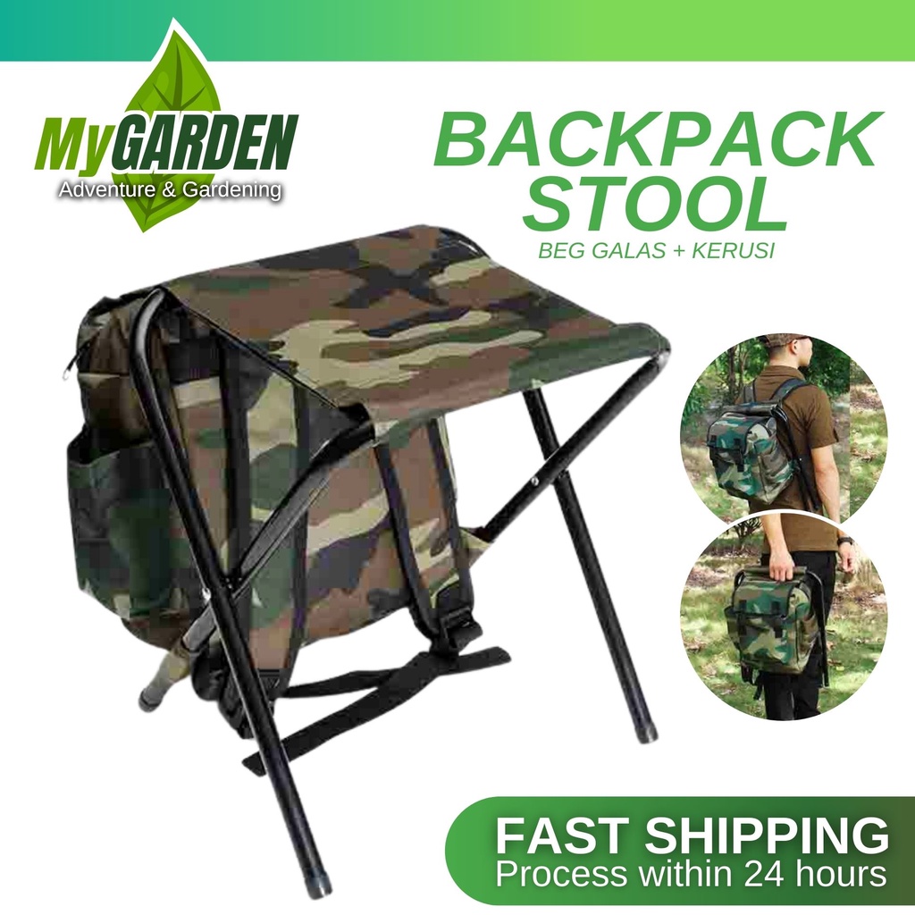 2 in 1 Foldable Backpack Bag Stool Portable Chair Outdoor Beg Galas ...