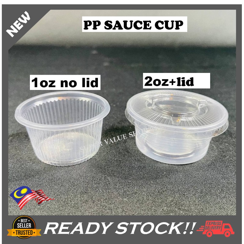 *READYSTOCK* Disposable Plastic(PP) Sauce Cup with Lid /Round Food Container with Lid /Bekas Sos ...