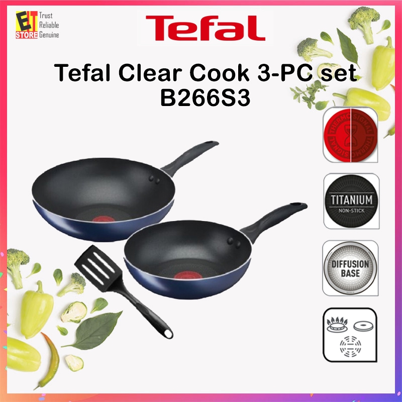 TEFAL CLEAR COOK 3-PC SET (FP26+WP28+SMALL SPATULA) B266S3 (B266S393 ...