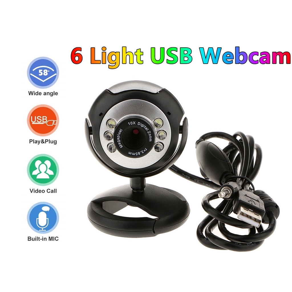 【READY STOCK】Webcam 6led Webcam Web Camera with Microphone Web Cameras ...