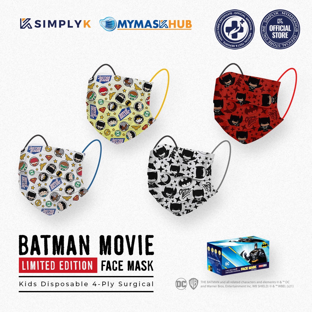 Simply K - 4 Ply The Batman Kids Series Surgical Face Mask (50 Pcs ...